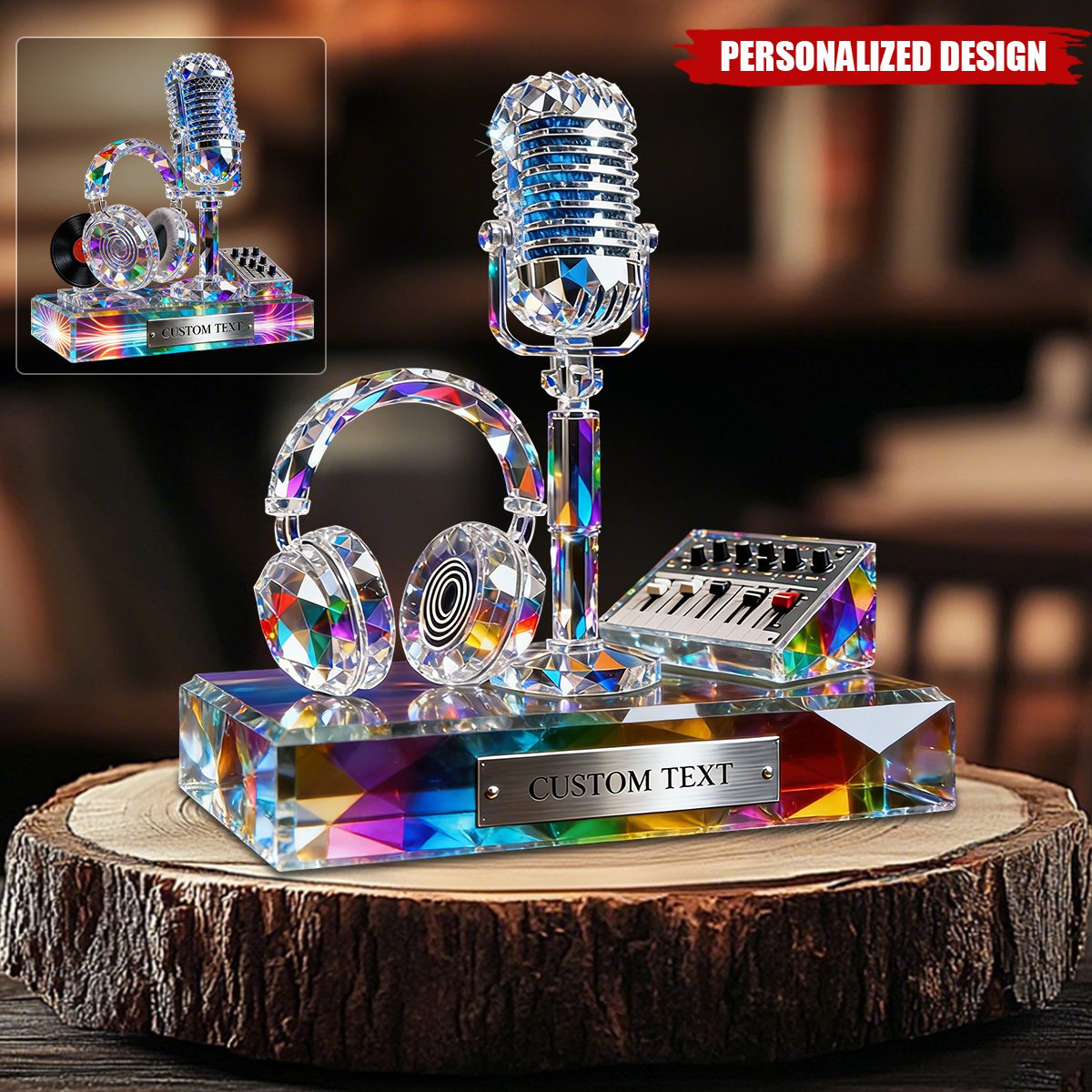 Personalized Stained Glass Microphone And Headphone Acrylic Plaque ...