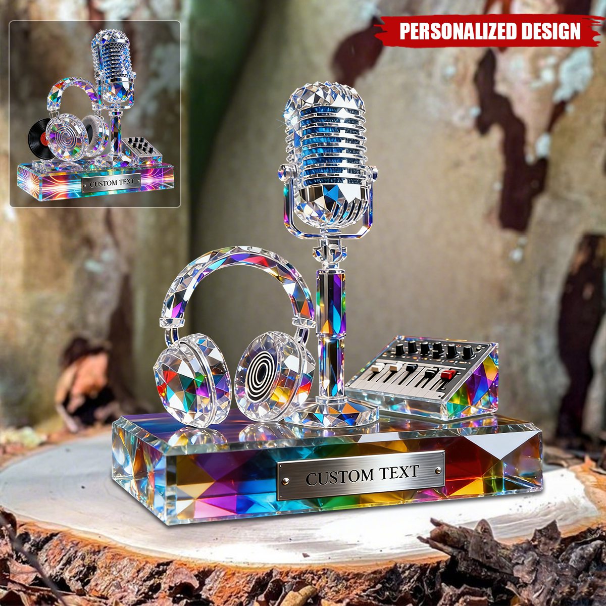 Personalized Stained Glass Microphone And Headphone Acrylic Plaque ...